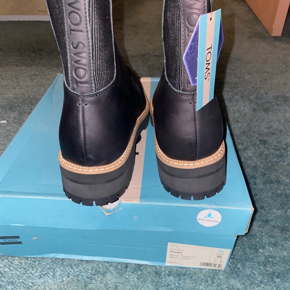 Toms | Shoes | New Toms Frankie Black Leather Water Resistant Boot ...